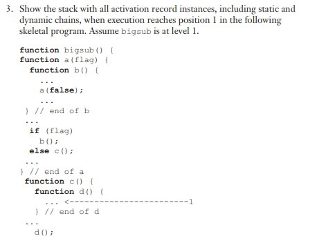 Solved 3. Show the stack with all activation record | Chegg.com
