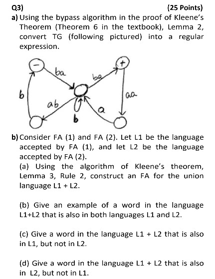 Q3 25 Points A Using The Bypass Algorithm In The