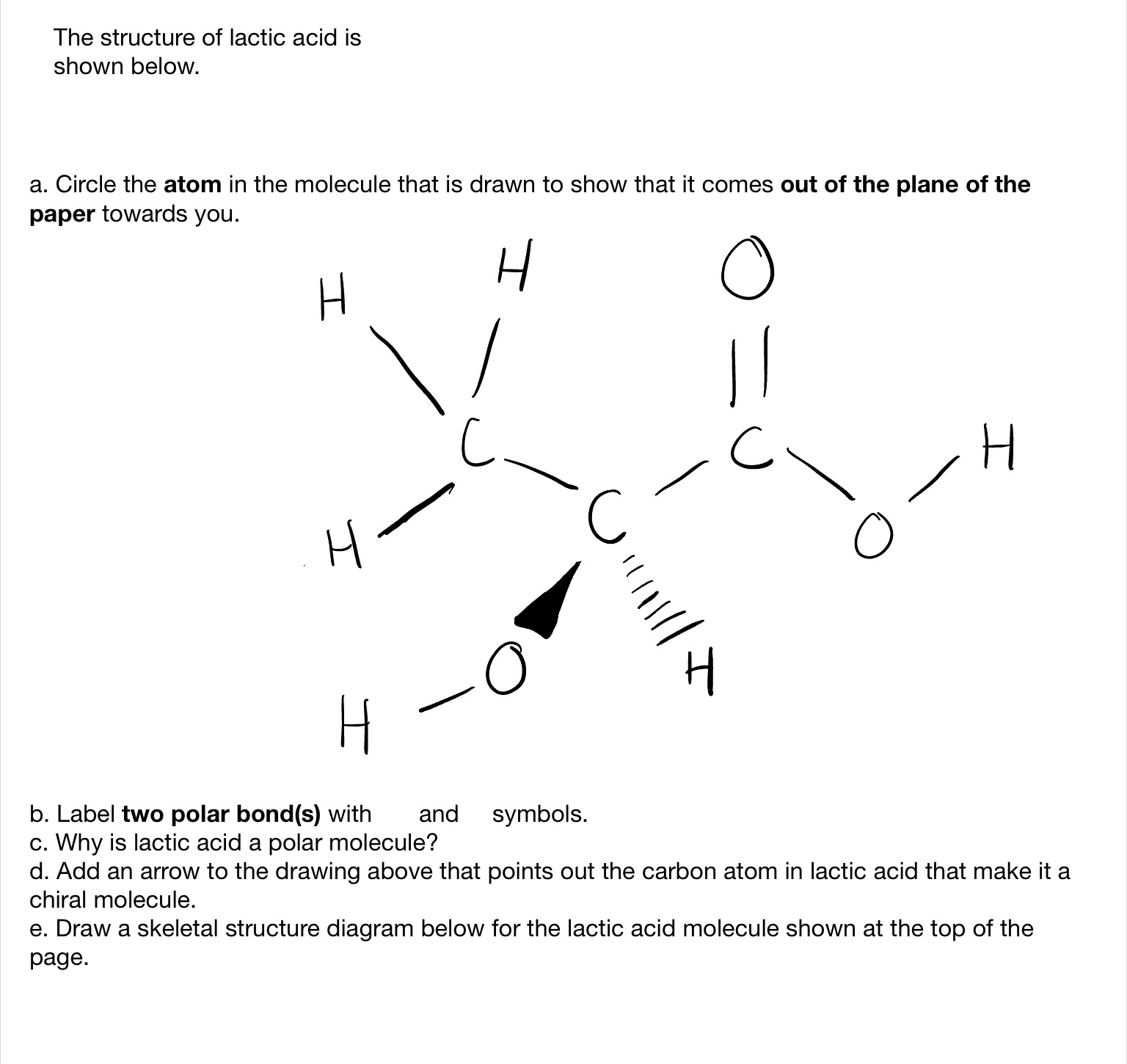 The structure of lactic acid is shown below. a. | Chegg.com