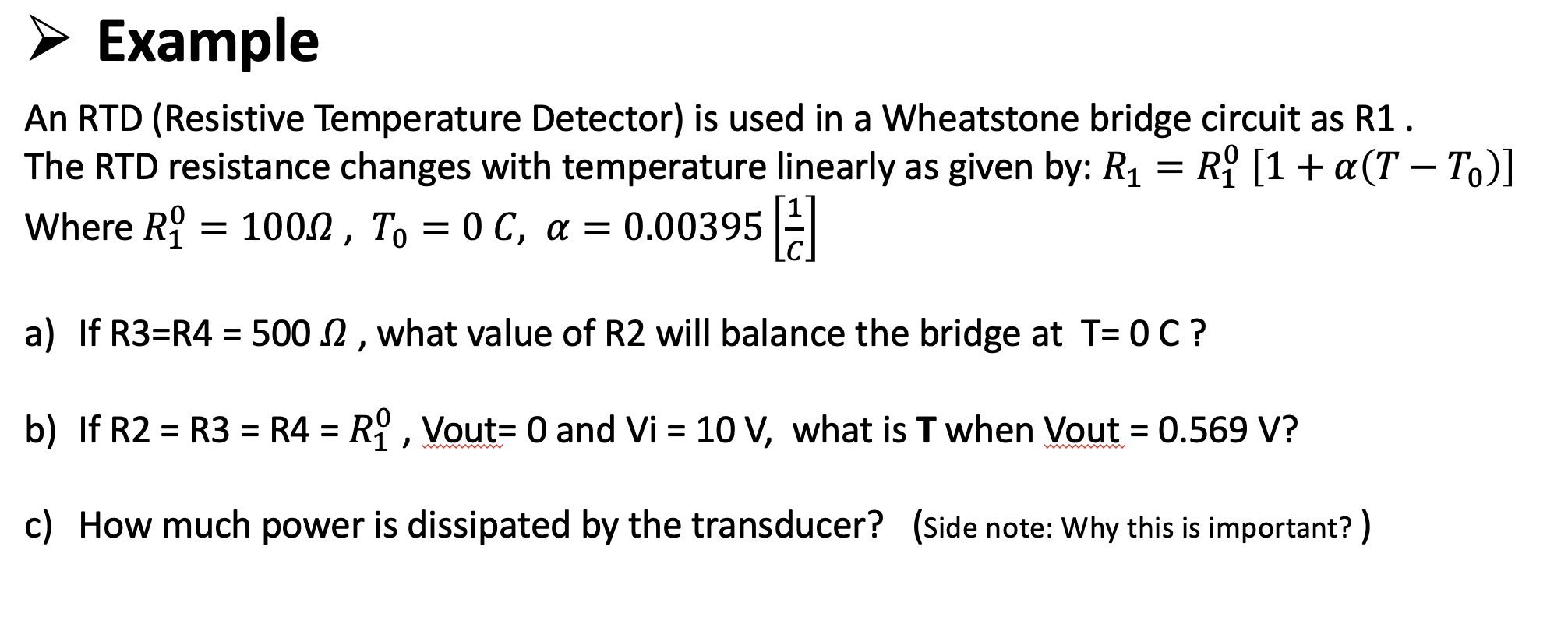 Solved > Example An RTD (Resistive Temperature Detector) is | Chegg.com