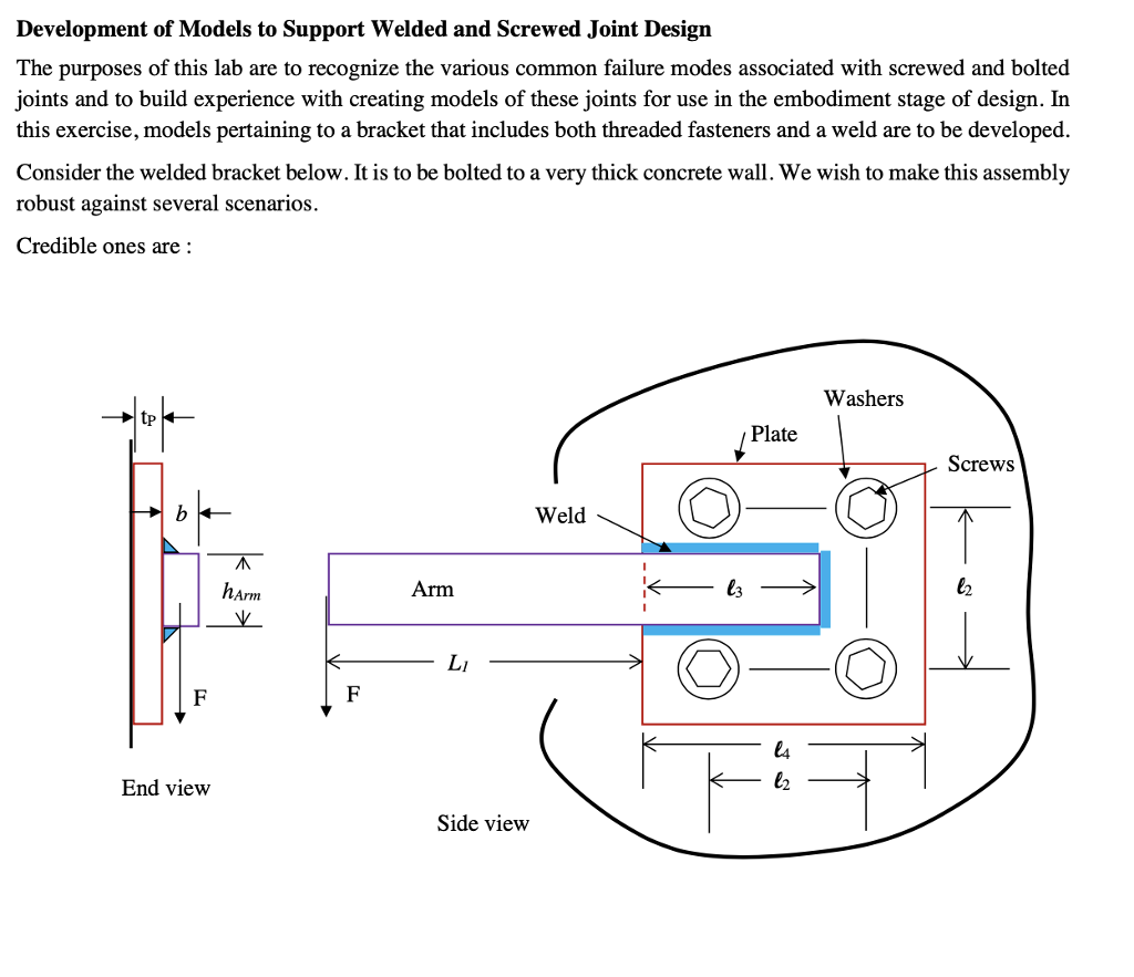 Solved Development of Models to Support Welded and Screwed | Chegg.com