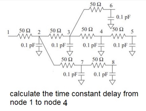 Solved calculate the time constant delay from node 1 to node | Chegg.com
