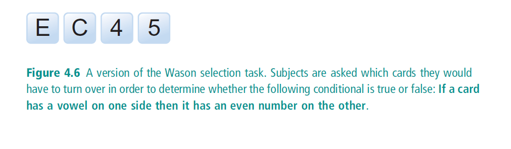 Solved E C 4 5 Figure 4.6 A version of the Wason selection | Chegg.com