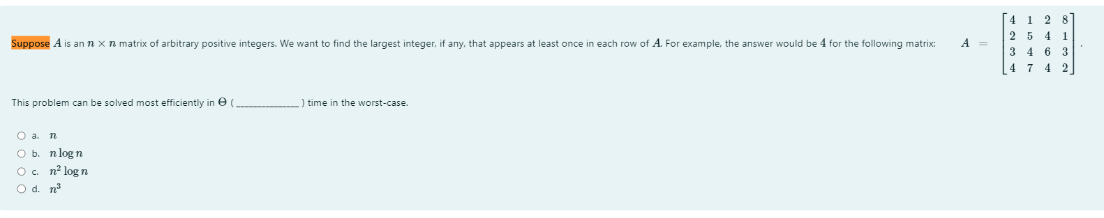 Solved This problem can be solved most efficiently in Θ(,) | Chegg.com