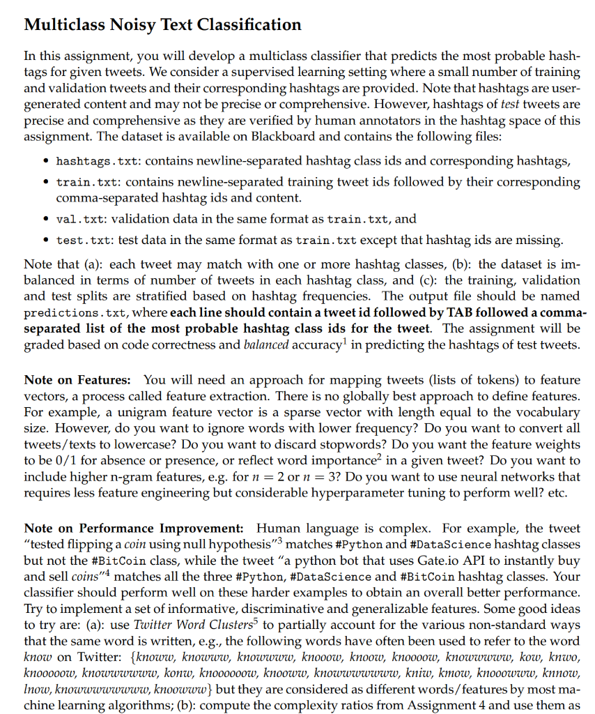 Multiclass Noisy Text Classification In this | Chegg.com