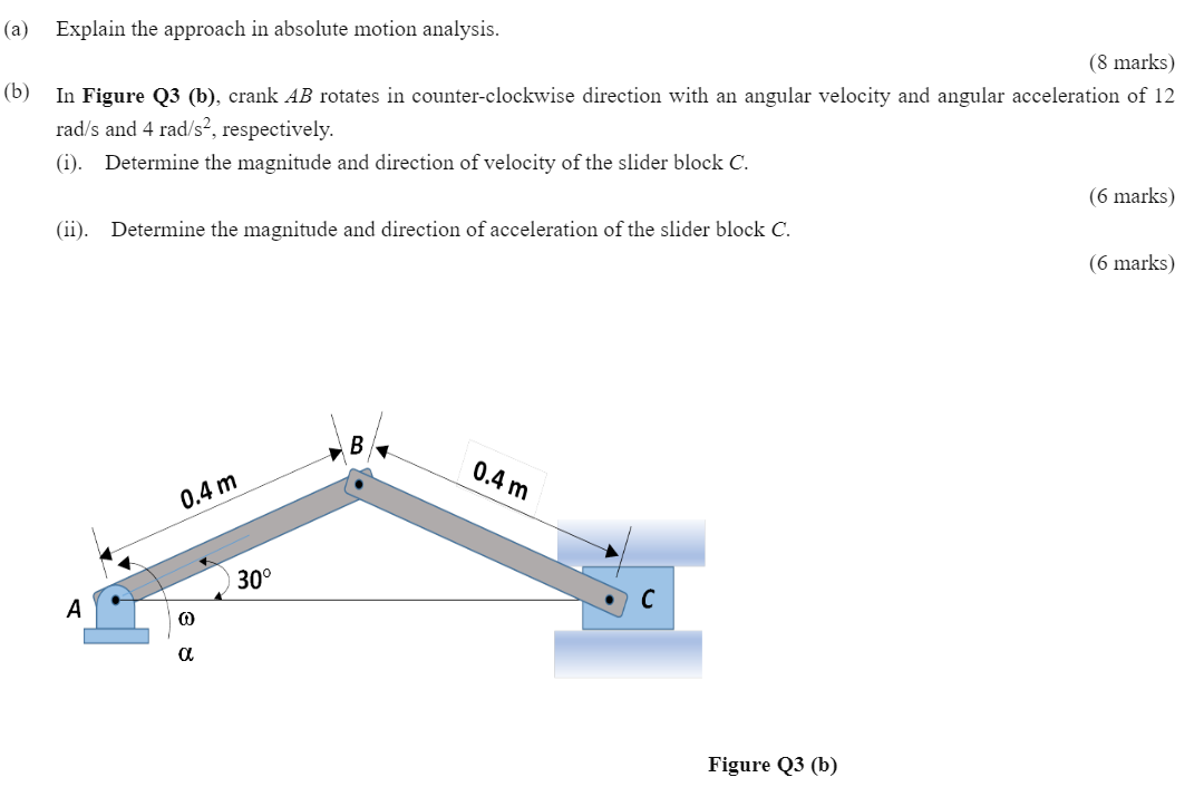 Solved (a) Explain the approach in absolute motion analysis. | Chegg.com