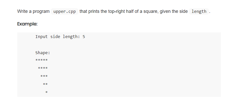 Solved Write a program upper.cpp that prints the top-right | Chegg.com