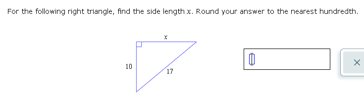 Solved For the following right triangle, find the side | Chegg.com