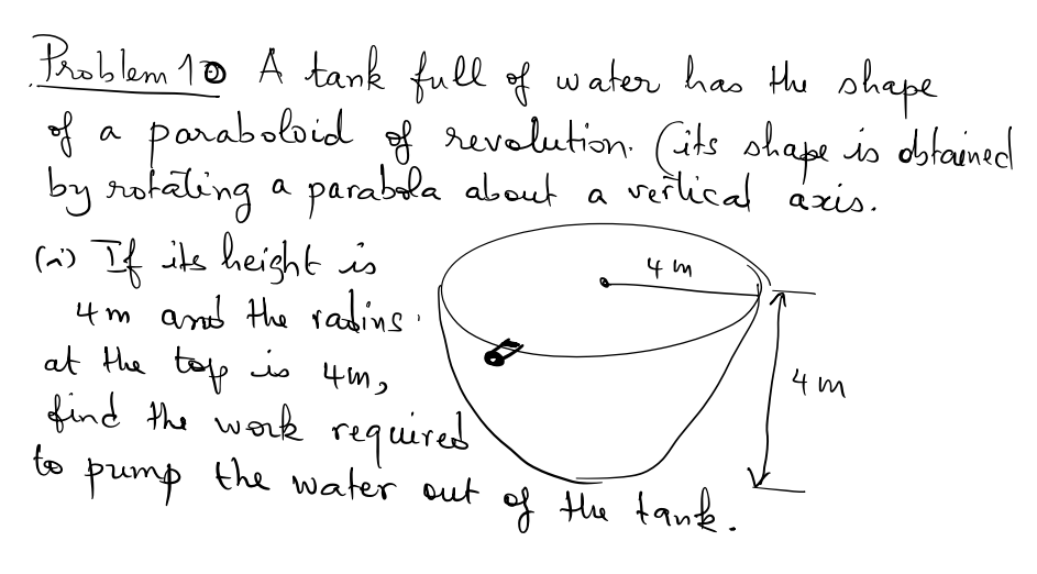 Solved A tank full of water has the shape of a paraboloid of | Chegg.com