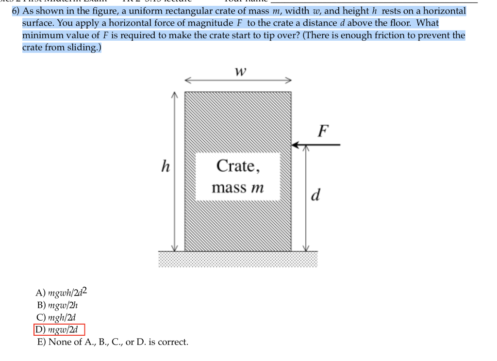Solved 6) As shown in the figure, a uniform rectangular | Chegg.com