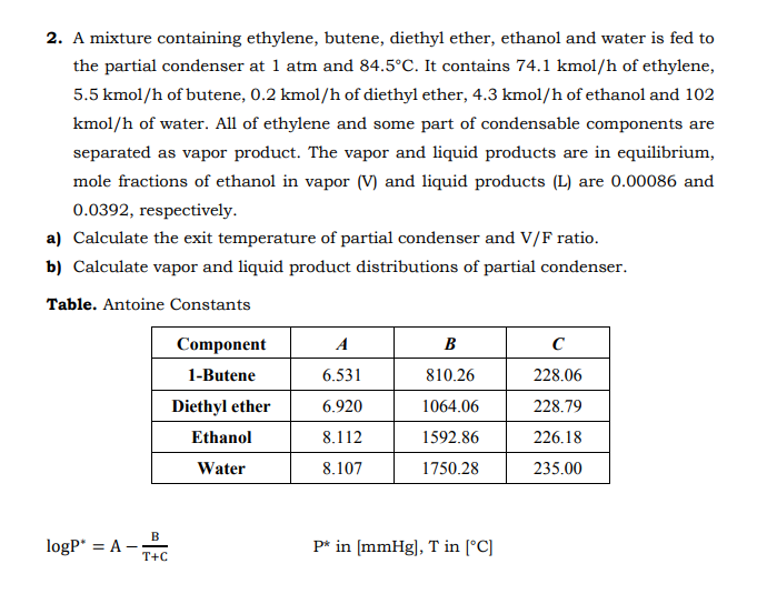 Solved 2. A mixture containing ethylene, butene, diethyl | Chegg.com