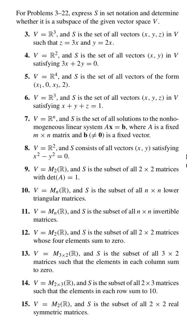 Solved For Problems 3-22, express S in set notation and | Chegg.com