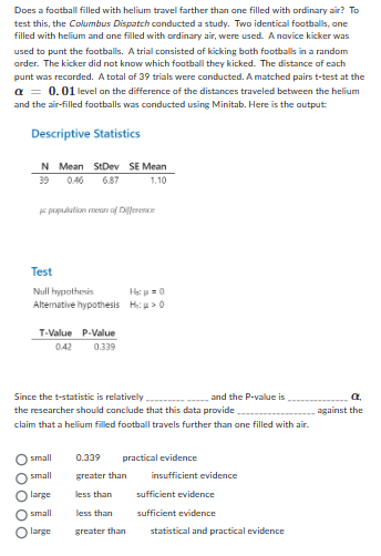Solved Does a football filled with helium travel farther | Chegg.com