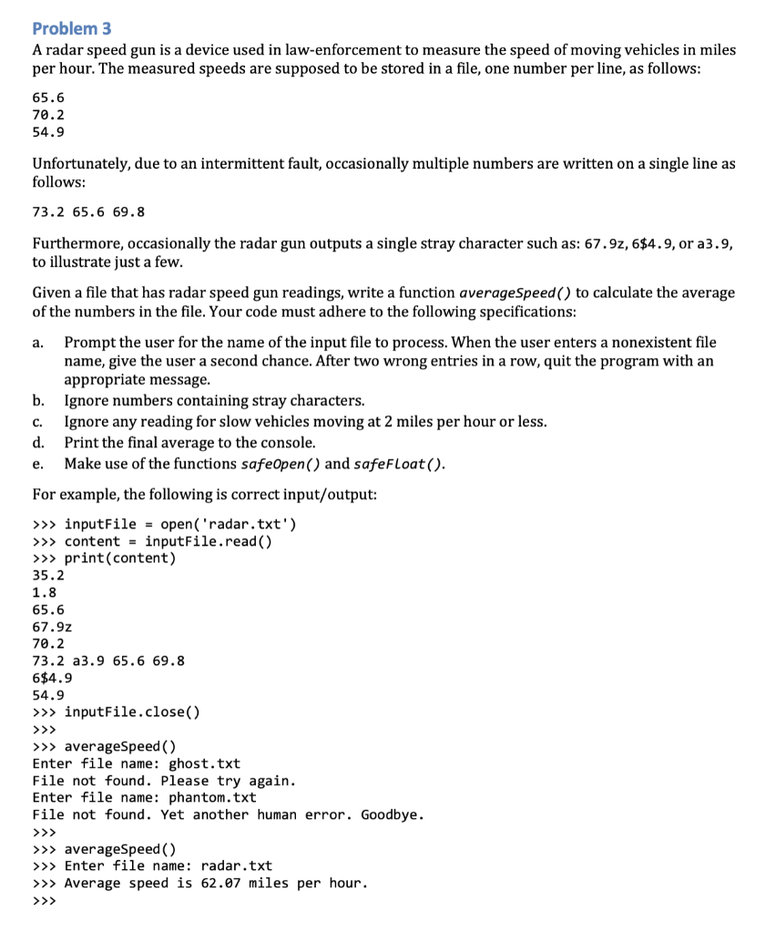 Solved Problem 1 Recall that when the built-in function | Chegg.com