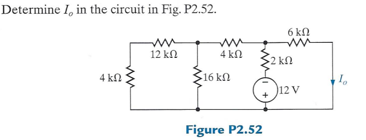 Solved Determine Io in the circuit in Fig. P2.52. Figure | Chegg.com