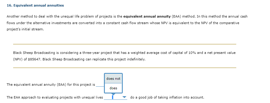 Solved 16. Equivalent annual annuities Another method to | Chegg.com