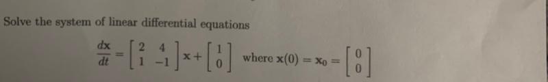 Solved Solve the system of linear differential equations | Chegg.com