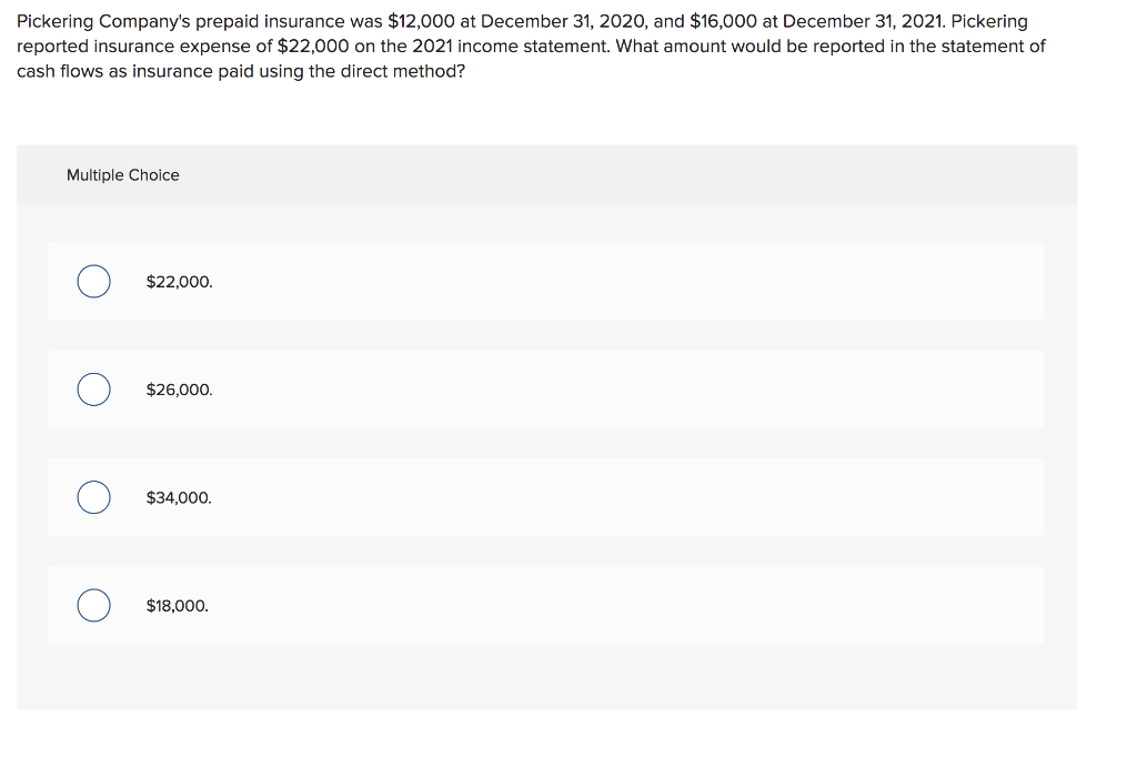 Solved Pickering Company's prepaid insurance was $12,000 at | Chegg.com
