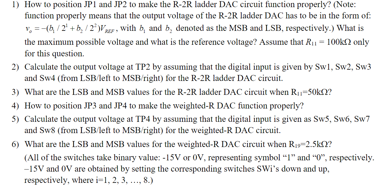 1) How to position JP1 and JP2 to make the R-2R | Chegg.com