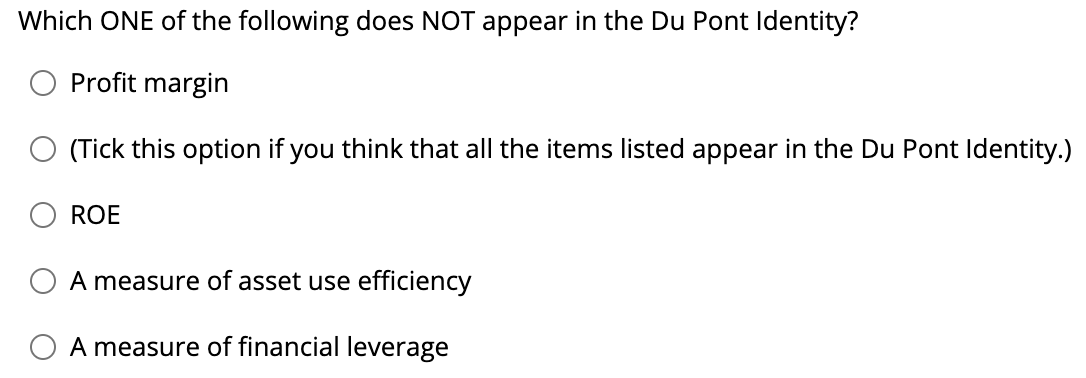 Solved Which ONE of the following does NOT appear in the Du | Chegg.com