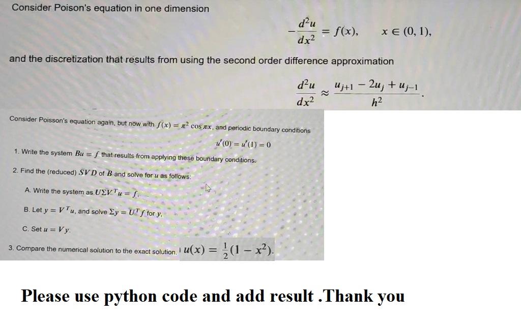 Solved Consider Poison's equation in one dimension | Chegg.com