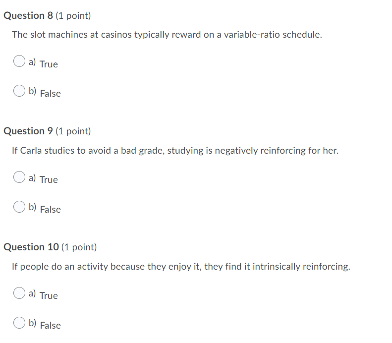 Solved Question 8 (1 point) The slot machines at casinos | Chegg.com