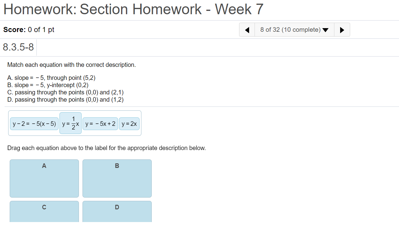 Solved Homework: Section Homework - Week 7 Score: 0 of 1 pt | Chegg.com