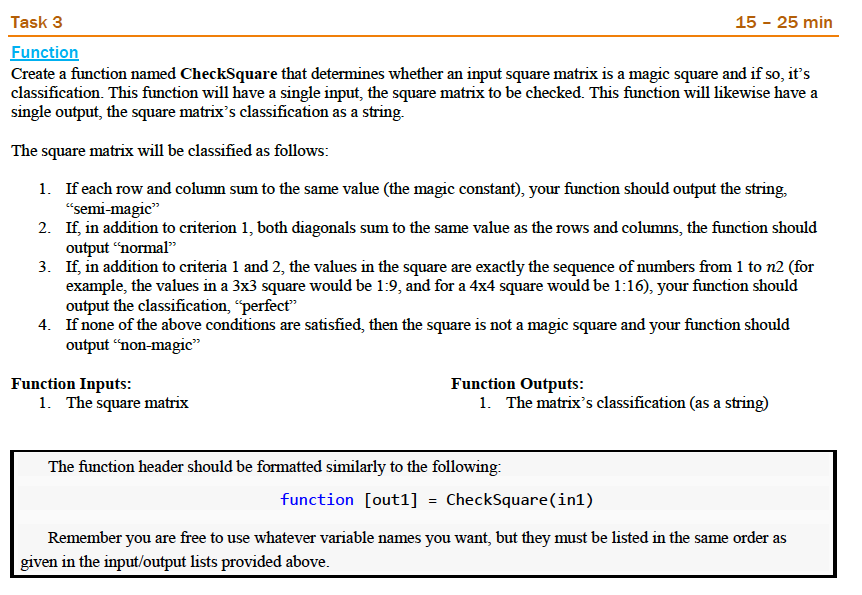 Solved Problem 1: Magic Square Background Comprehension | Chegg.com
