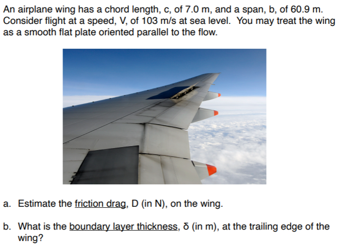 Solved An airplane wing has a chord length, c, of 7.0 m, and | Chegg.com