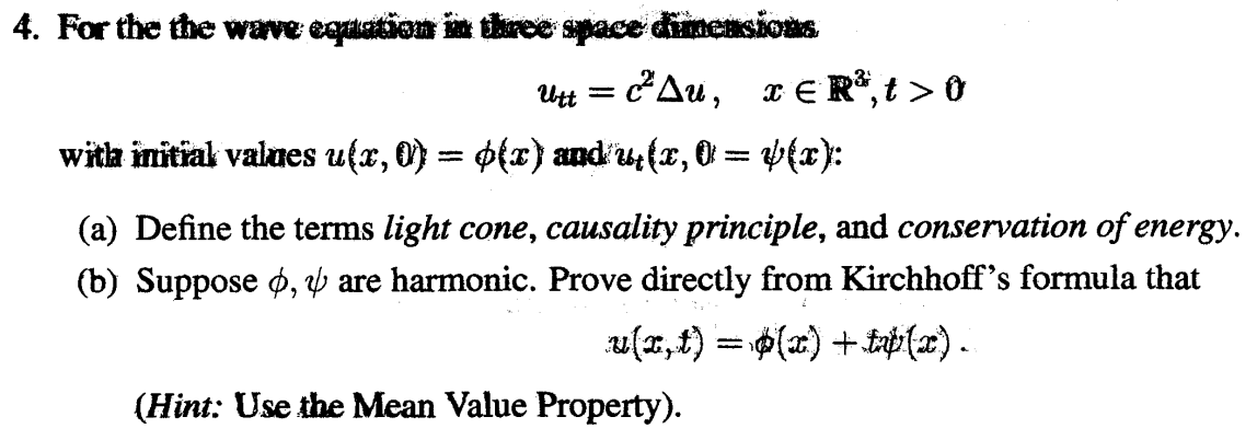 4. For the the wave equation in three space dimension | Chegg.com