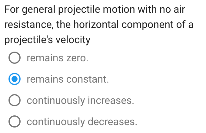 Solved For general projectile motion with no air resistance, | Chegg.com