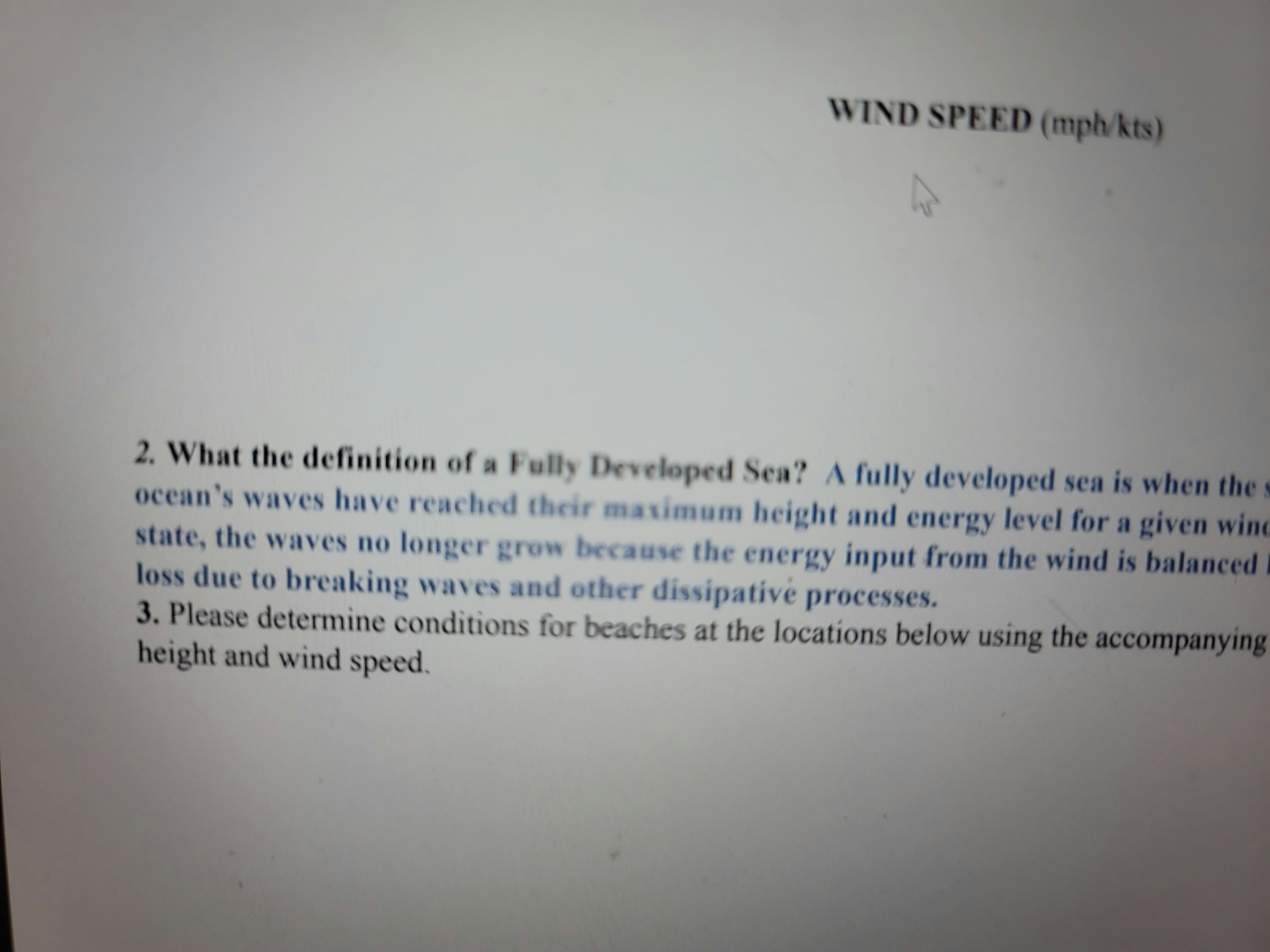 Solved WIND SPEED (mph/kts)2. ﻿What the definition of a | Chegg.com