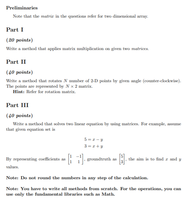Solved Preliminaries Note that the matrix in the questions | Chegg.com