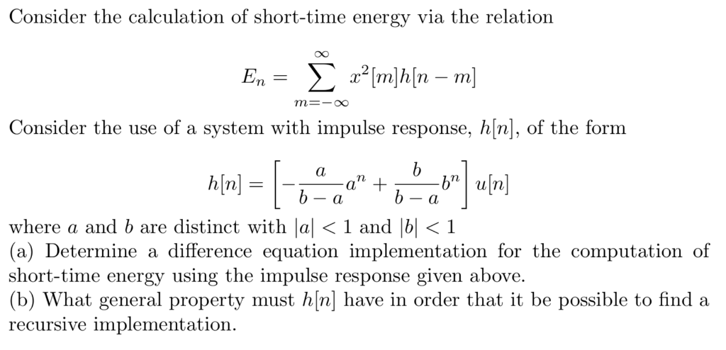 Consider the calculation of short-time energy via the | Chegg.com