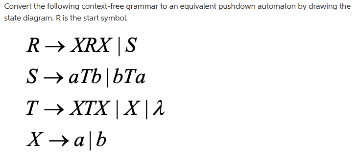 Convert the following context-free grammar to an | Chegg.com