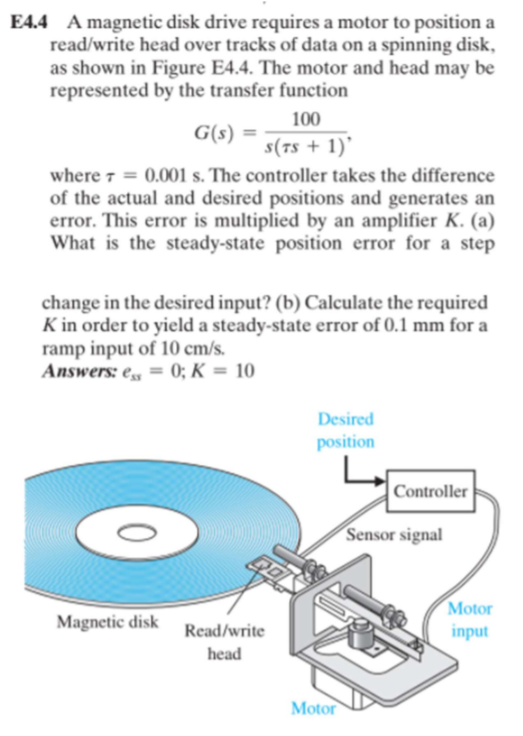 Solved E4.4 A magnetic disk drive requires a motor to | Chegg.com