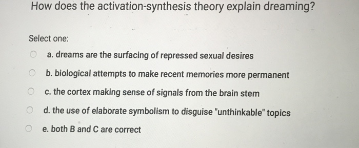 Solved How does the activation-synthesis theory explain | Chegg.com