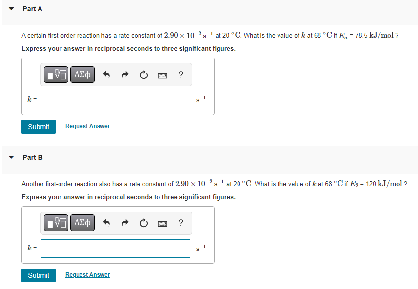 Solved A certain first-order reaction has a rate constant of | Chegg.com