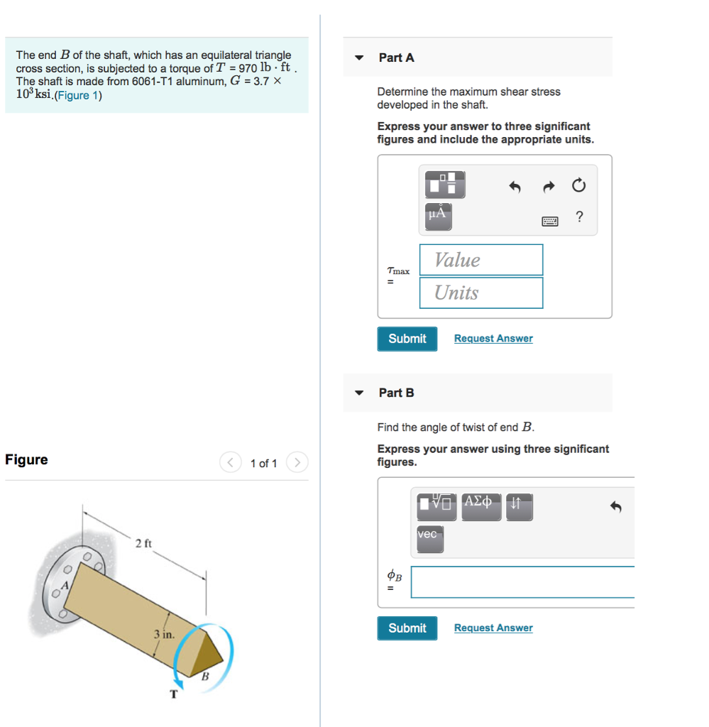 Solved The end B of the shaft, which has an equilateral | Chegg.com