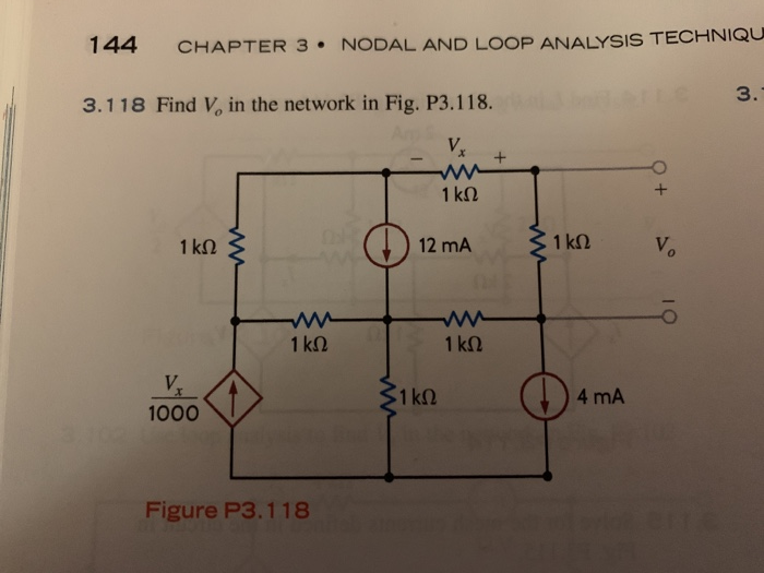 Solved 144 CHAPTER 3 NODAL AND LOOP ANALYSIS TECH 3 3.118 | Chegg.com