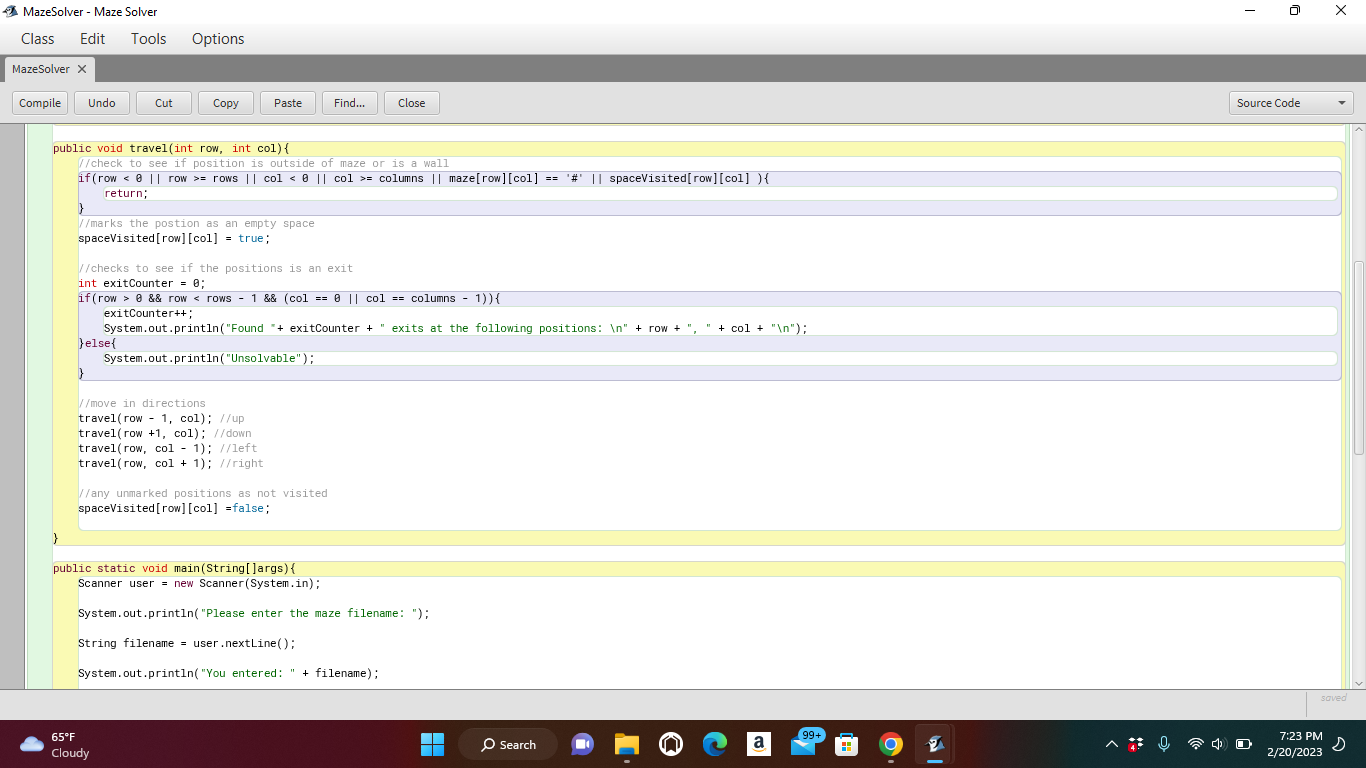 Solved N MazeSolver - Maze Solverolver - Maze Solver Edit | Chegg.com