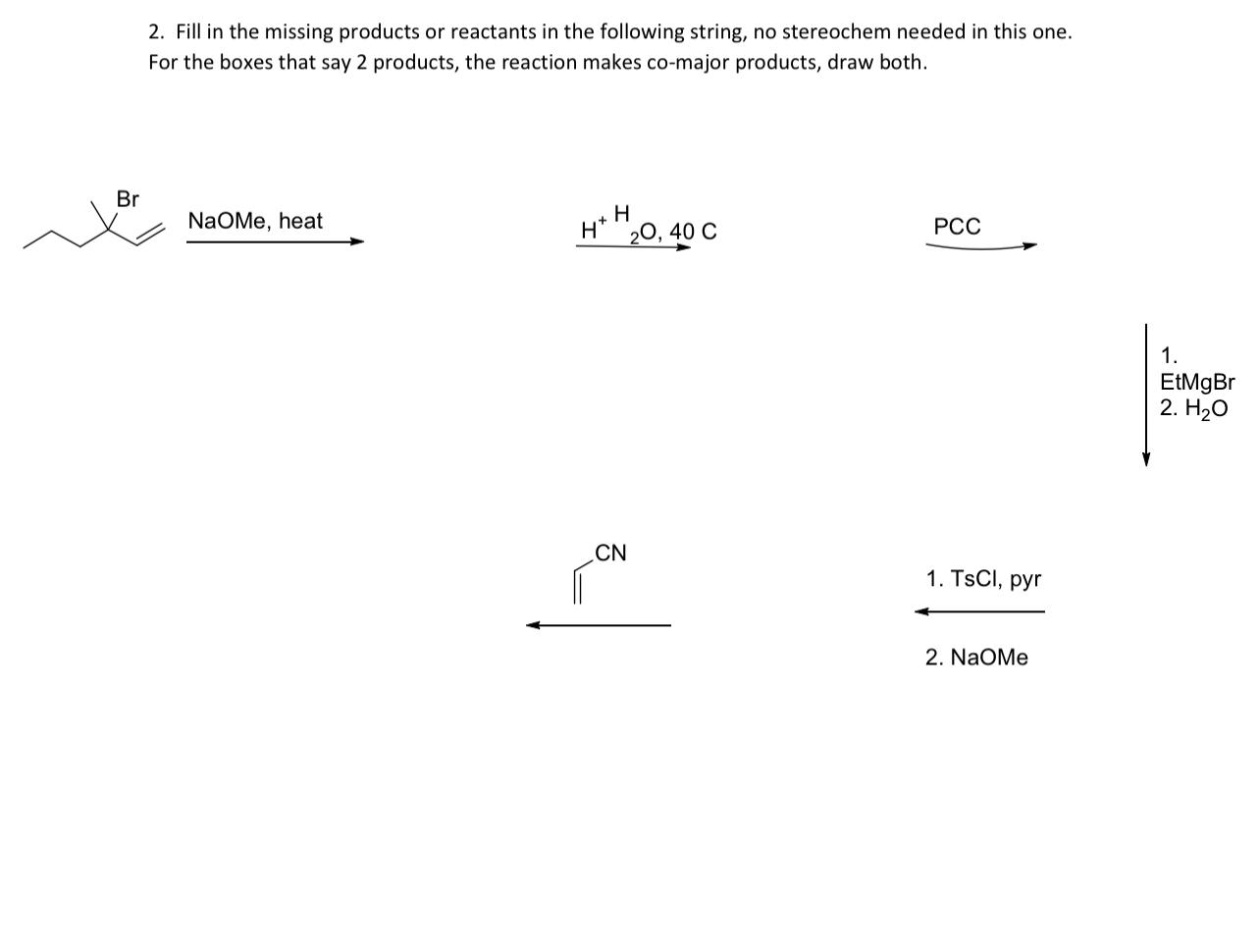 Solved 2. Fill in the missing products or reactants in the | Chegg.com
