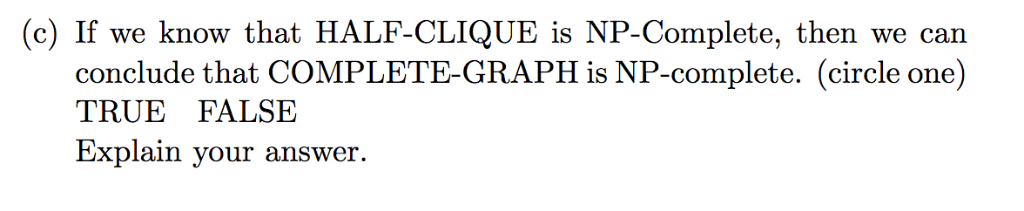 1. Let HALF-CLIQUE