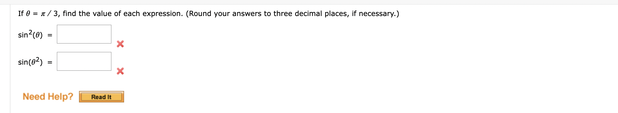 Solved If θ=π/3, find the value of each expression. (Round | Chegg.com