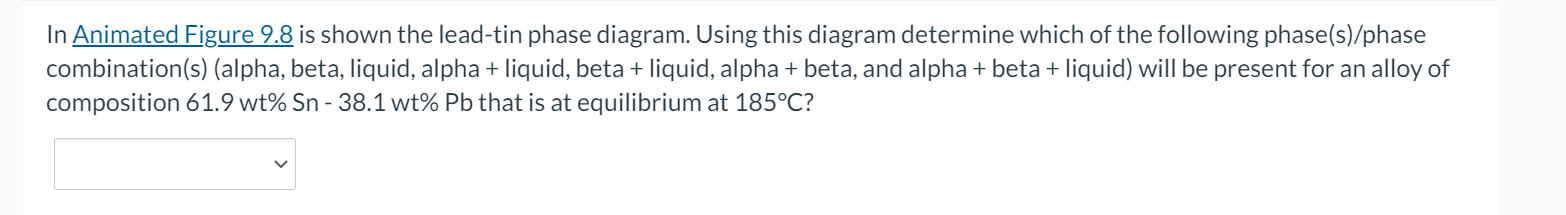 Solved In Animated Figure 9.8 is shown the lead-tin phase | Chegg.com