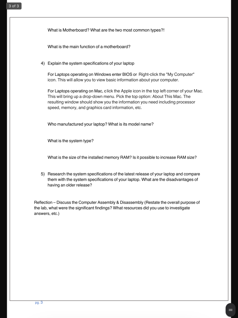 Solved Kindly Read Lab1 Computer Assembly & Disassembly, | Chegg.com