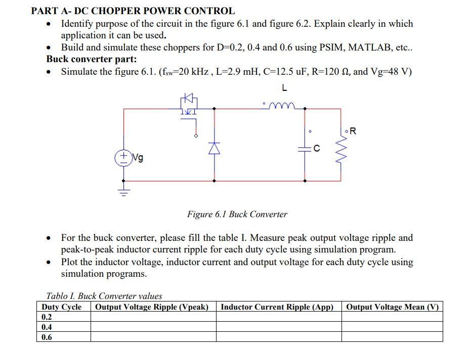Solved PART A- DC CHOPPER POWER CONTROL - Identify purpose | Chegg.com
