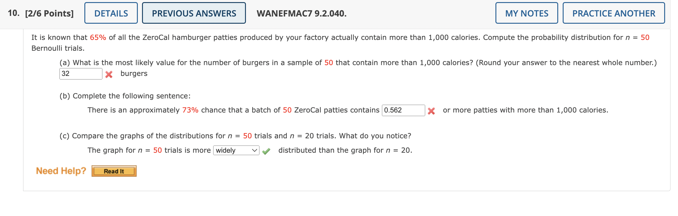 Bernoulli trials. * burgers (b) Complete the | Chegg.com