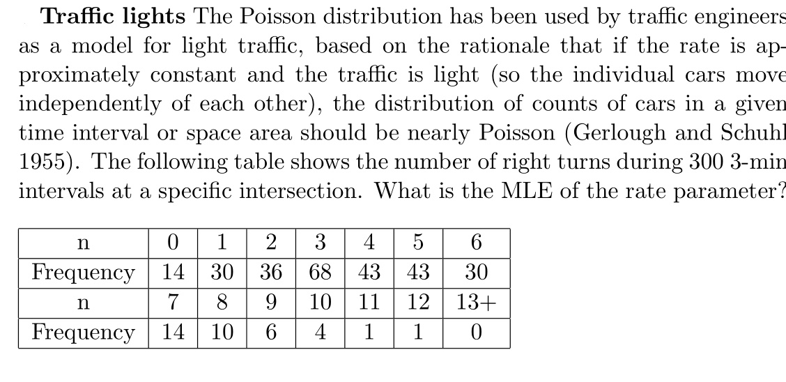 Solved Traffic lights The Poisson distribution has been used | Chegg.com