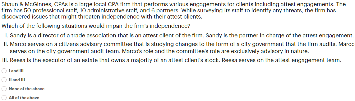 Solved Shaun \& McGinnes, CPAs is a large local CPA firm | Chegg.com